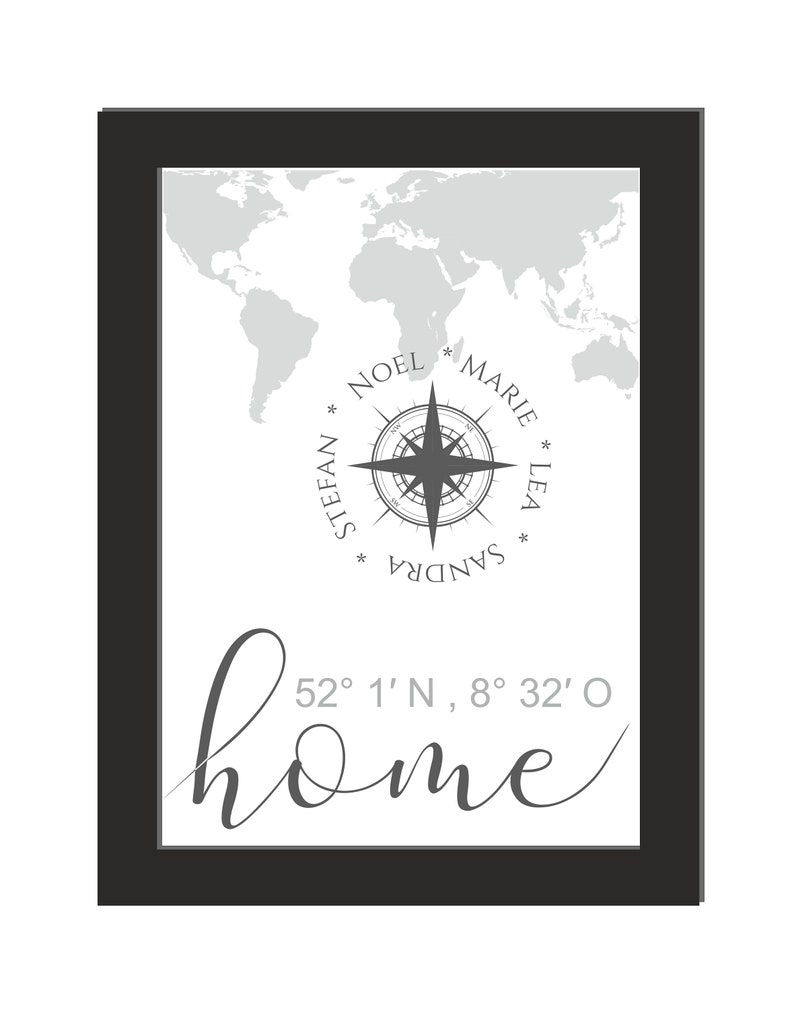 Personalized mural / World map / Coordinates / Gift parade / | Etsy