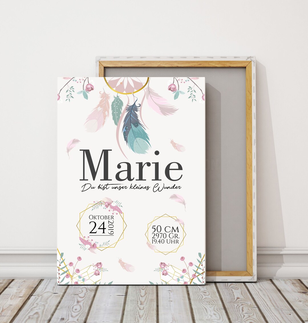 Personalized Mural / Milestone / Gift Birth / Birth Announcement ...