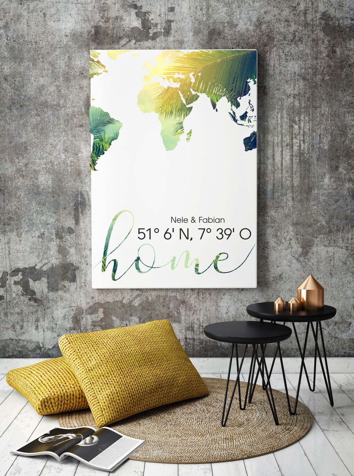 Personalized mural / World map / coordinates / gift parade / | Etsy