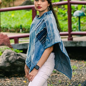 Square Denim Poncho Made 100% From Blue Jeans! Sustainable, Practical ...