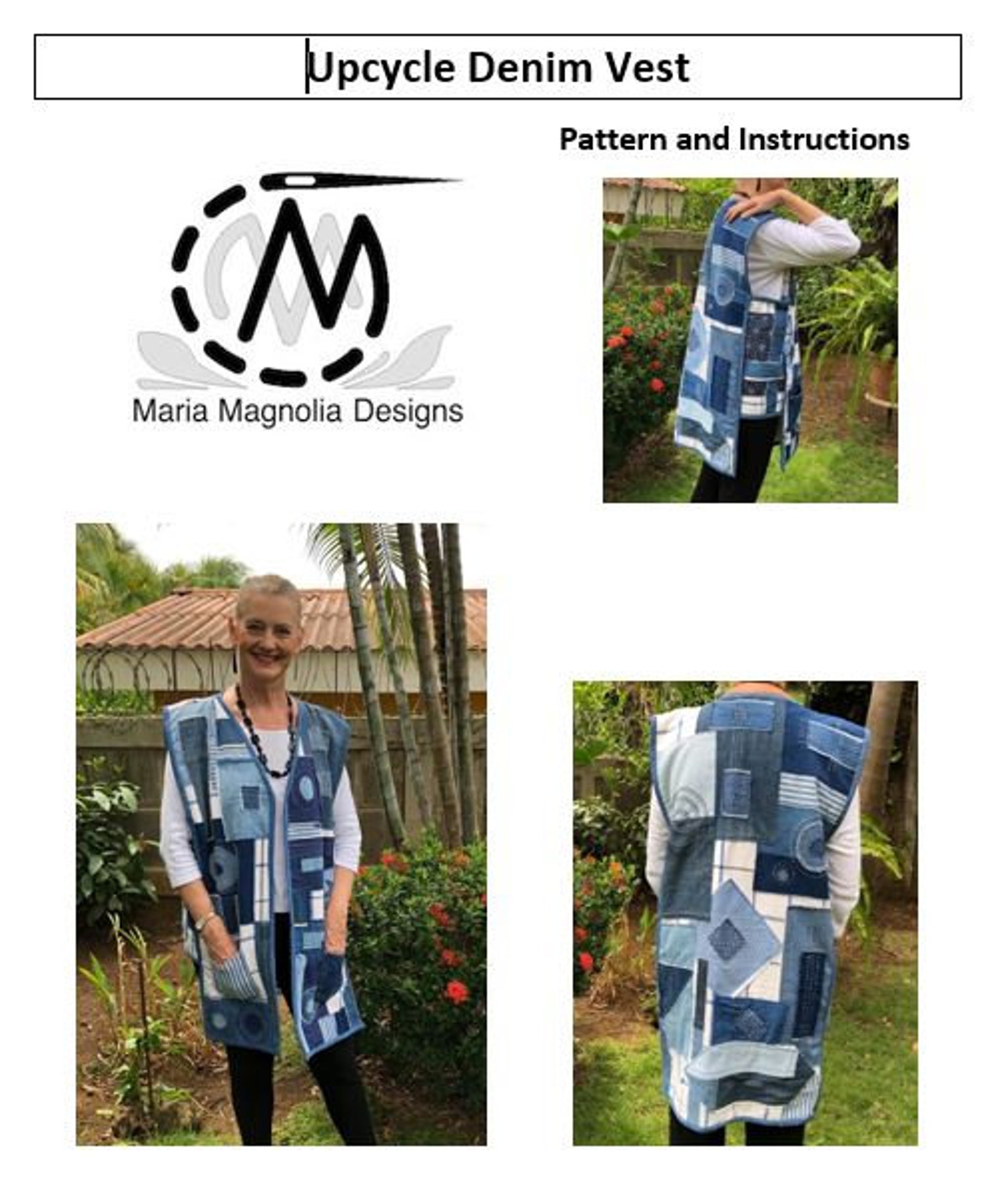 Upcycle Denim Vest PDF Pattern and Tutorial With Photos. a Unique Vest ...