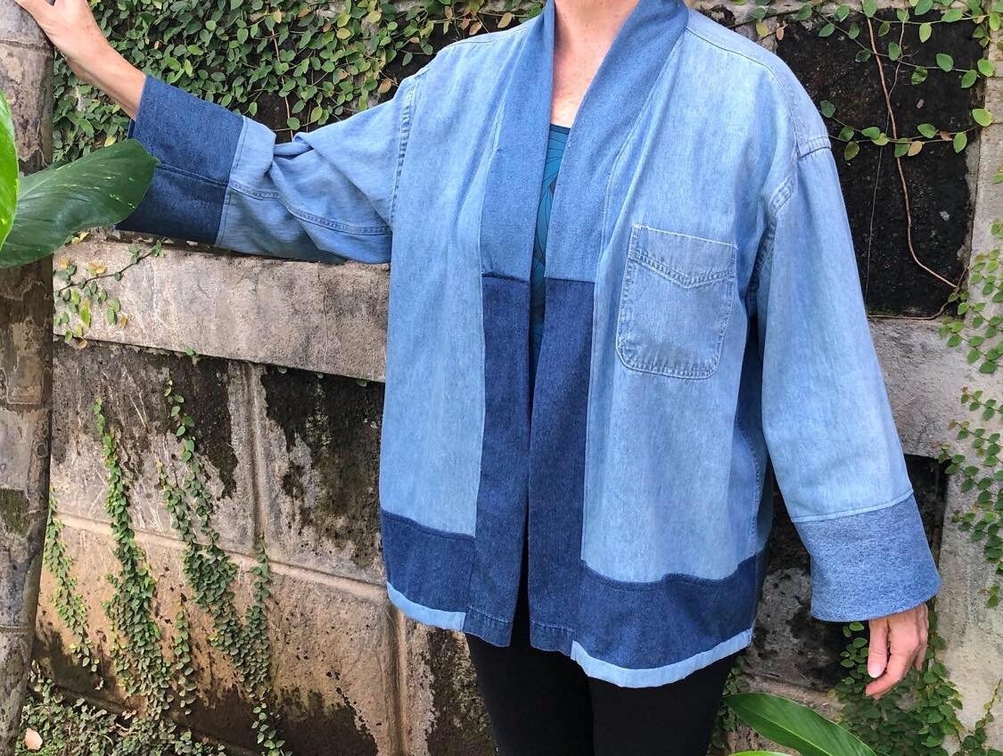 Denim Kimono-noragi Jacket From Work Shirt - Etsy