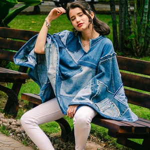 Round Denim Poncho. This Unique Poncho Comes in 2 Sizes and is Unisex ...