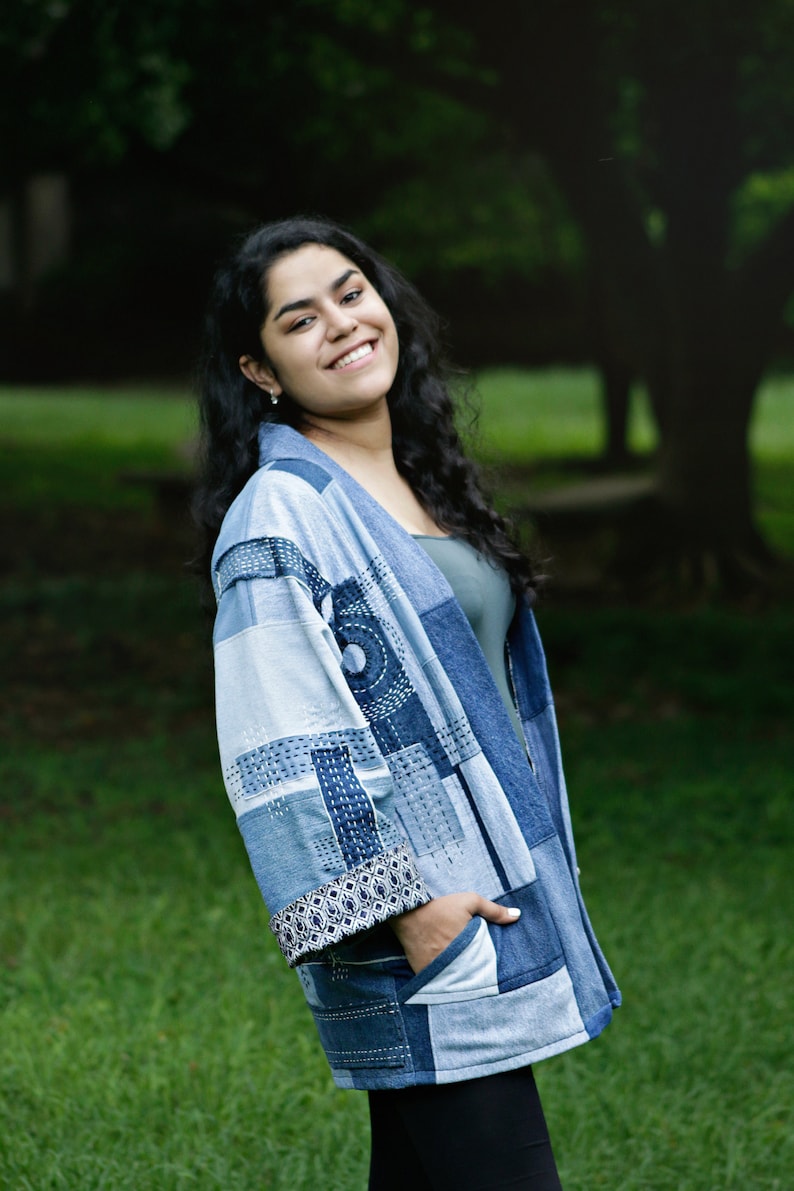 Denim Jacket, Noragi-inspired, From Pre-loved Jeans. Patchwork, Boro ...
