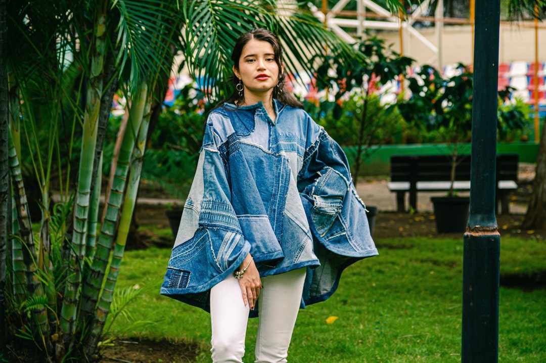 Round Denim Poncho. This Unique Poncho Comes in 2 Sizes and is Unisex ...