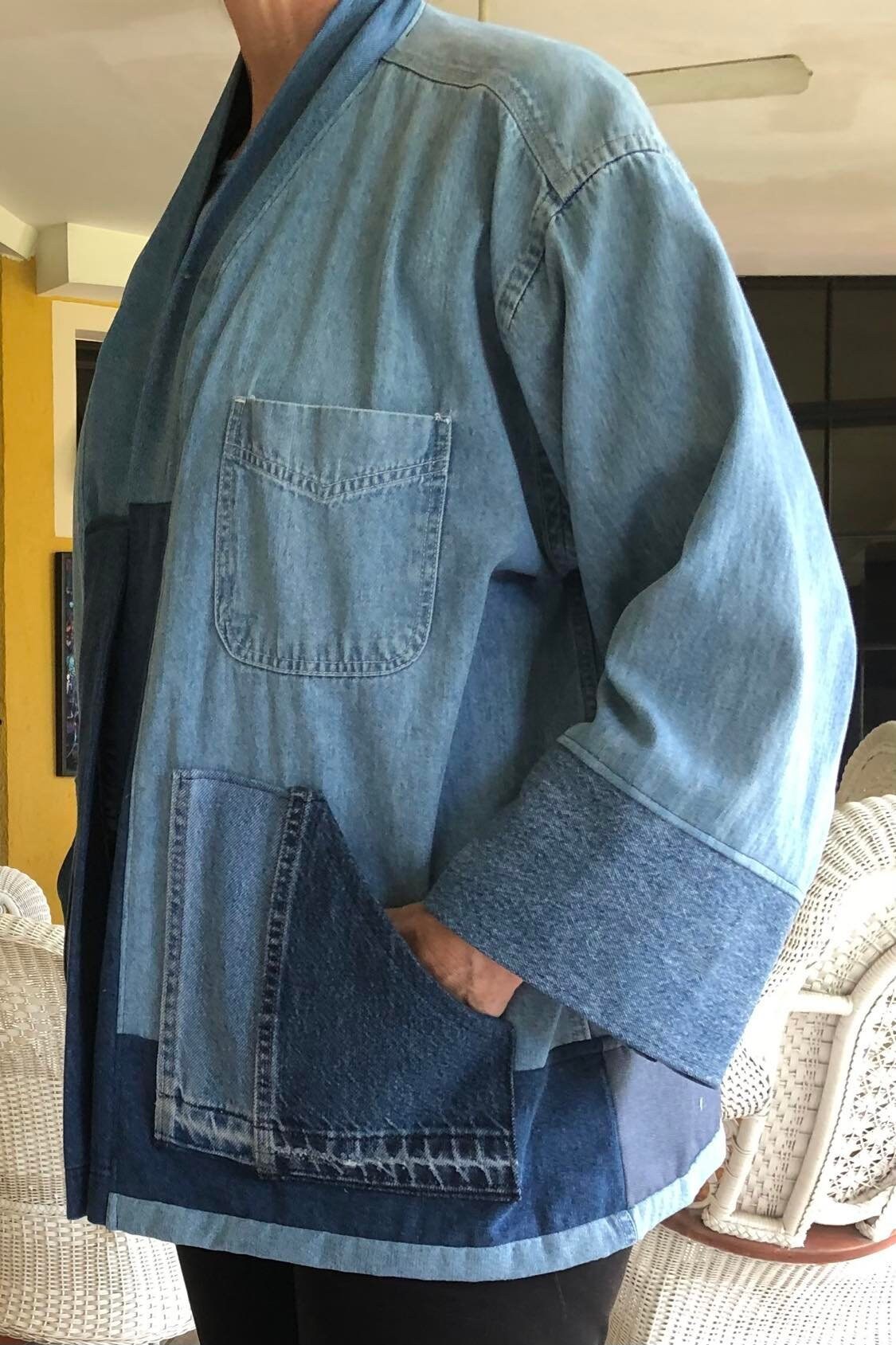 Denim Kimono-noragi Jacket From Work Shirt - Etsy