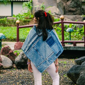 Square Denim Poncho Made 100% From Blue Jeans! Sustainable, Practical ...