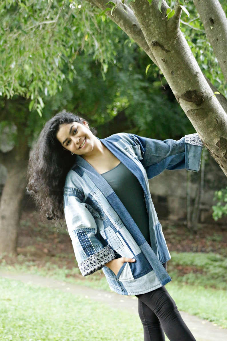Denim Jacket, Noragi-inspired, From Pre-loved Jeans. Patchwork, Boro ...
