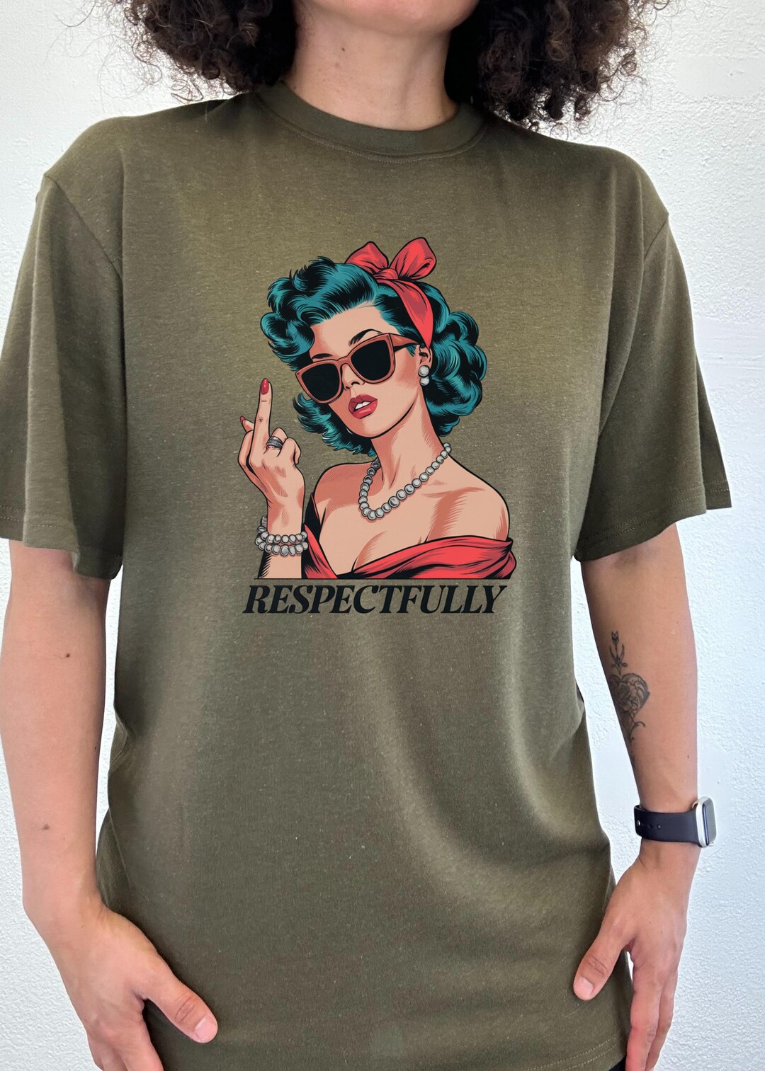 Respectfully Middle Finger Retro T-shirt Unisex Bamboo/cotton Vintage ...