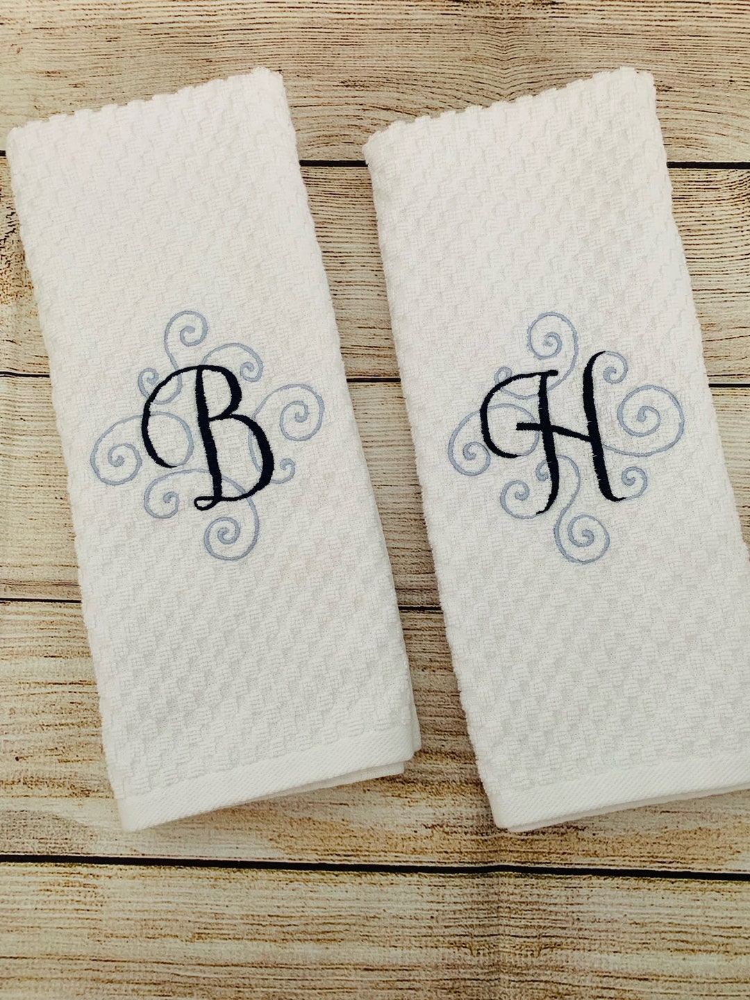 Monogram Embroidered Hand Towel Set for the Kitchen and Bath - Etsy