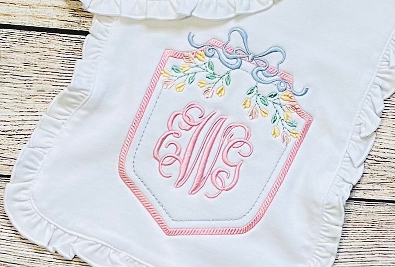 Monogram Baby Bib and Burp Cloth Set Embroidered for Baby Girl - Etsy