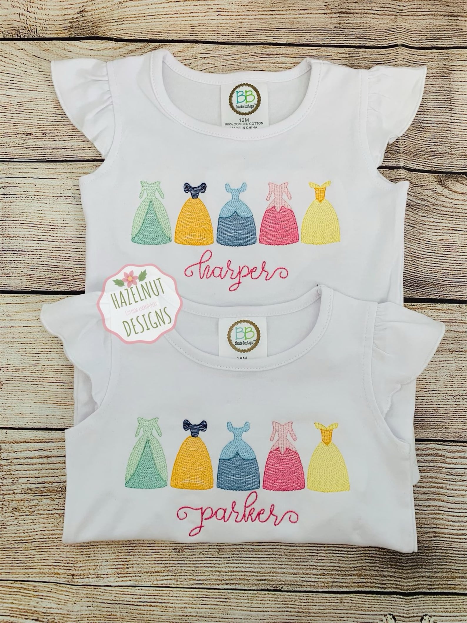 Flutter Sleeve Embroidered Princess Shirt for Girls, Personalized ...