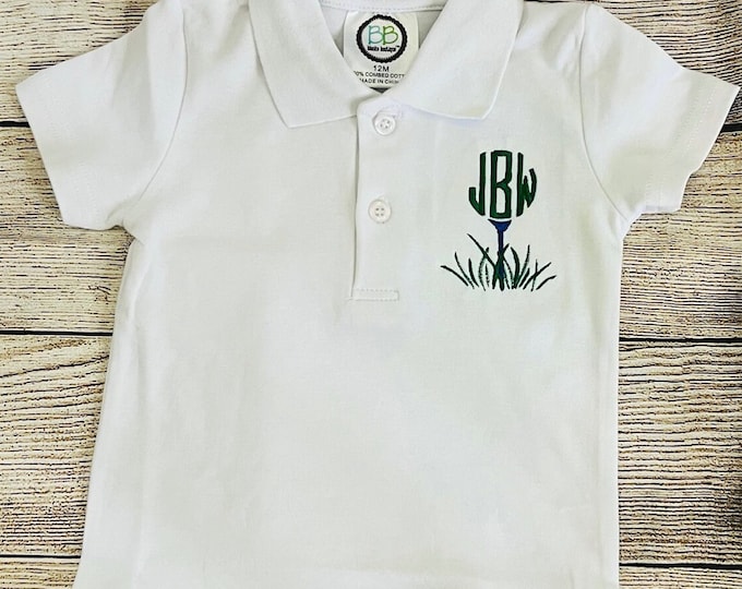Boys Golf Monogram Polo Shirt, Embroidered for Kids and Toddlers - Etsy