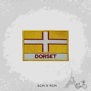 DORSET UK County Flag Embroidered Iron on Patch Sew on Badge Applique County Flag for Clothes ...