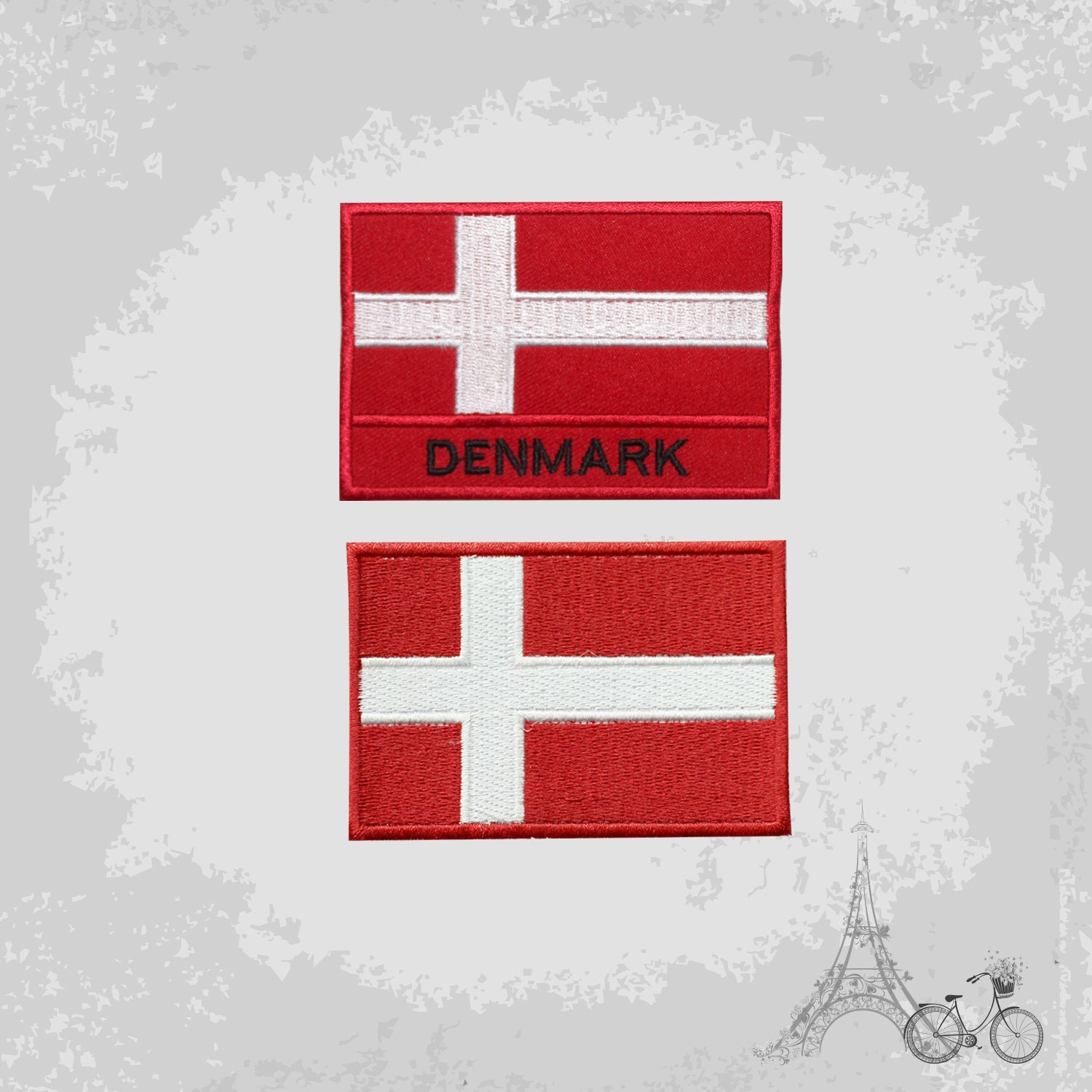 Denmark National Flag Embroidered Iron on Patch Sew on Badge Applique ...