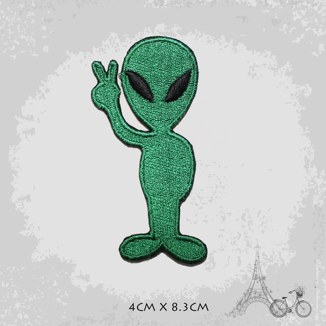 Green Alien Peace Ufos Alien Embroidered Iron on Patch Sew on - Etsy