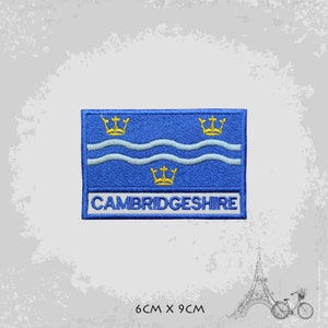 CAMBRIDGESHIRE UK County Flag Embroidered Iron on Patch Sew on Badge Applique County Flag for ...