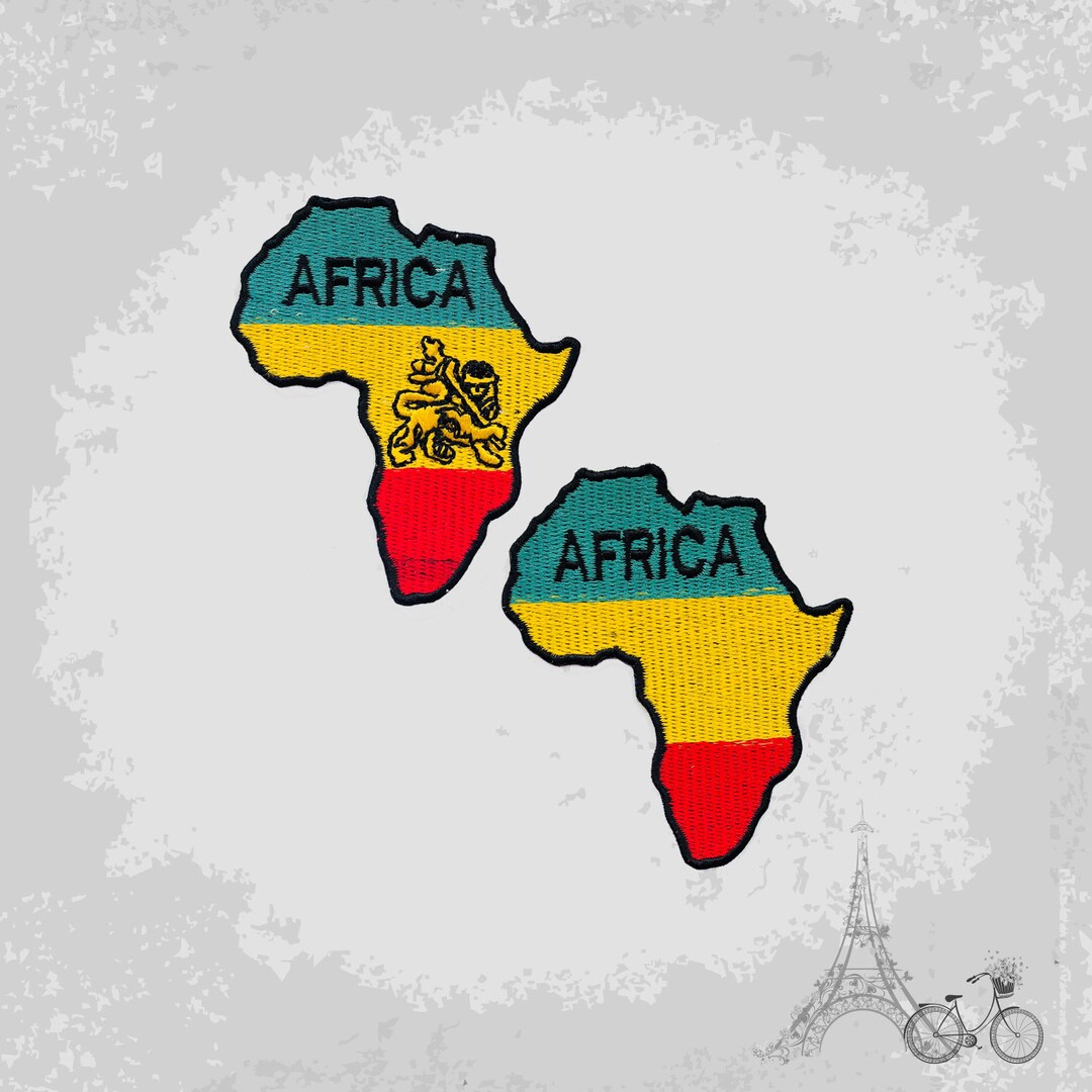Africa Map Rasta Flag Embroidered Iron on Patch Sew on Badge Applique ...