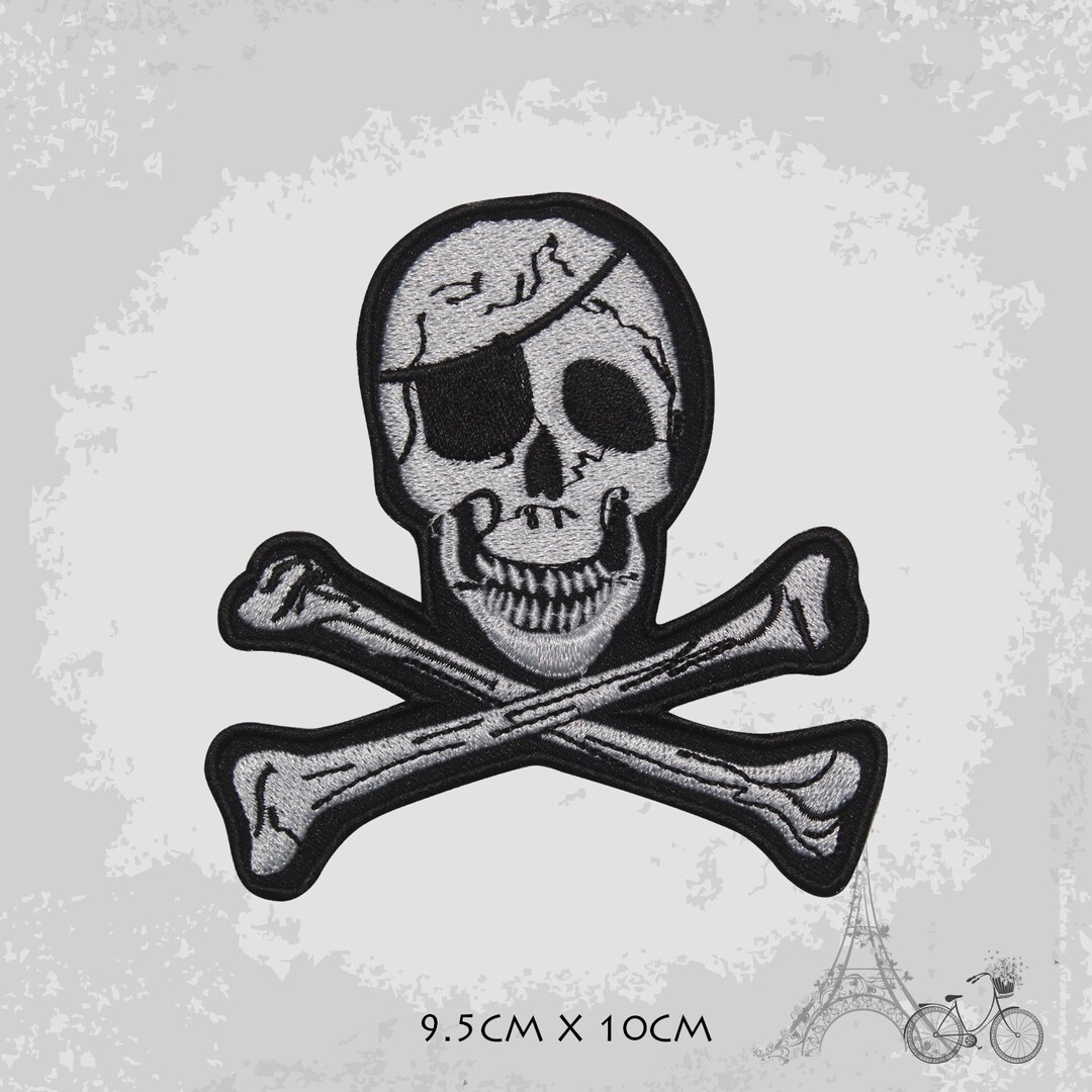Pirate Skull and Bones Logo Embroidered Iron on Patch Sew on Badge ...