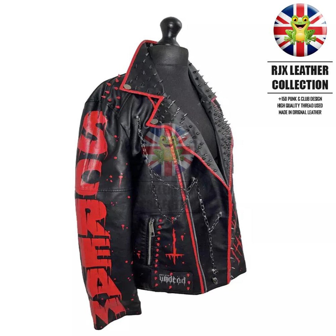 Scream GHOST Face Studded Leather Jacket Punk Style Jacket Sinner ...