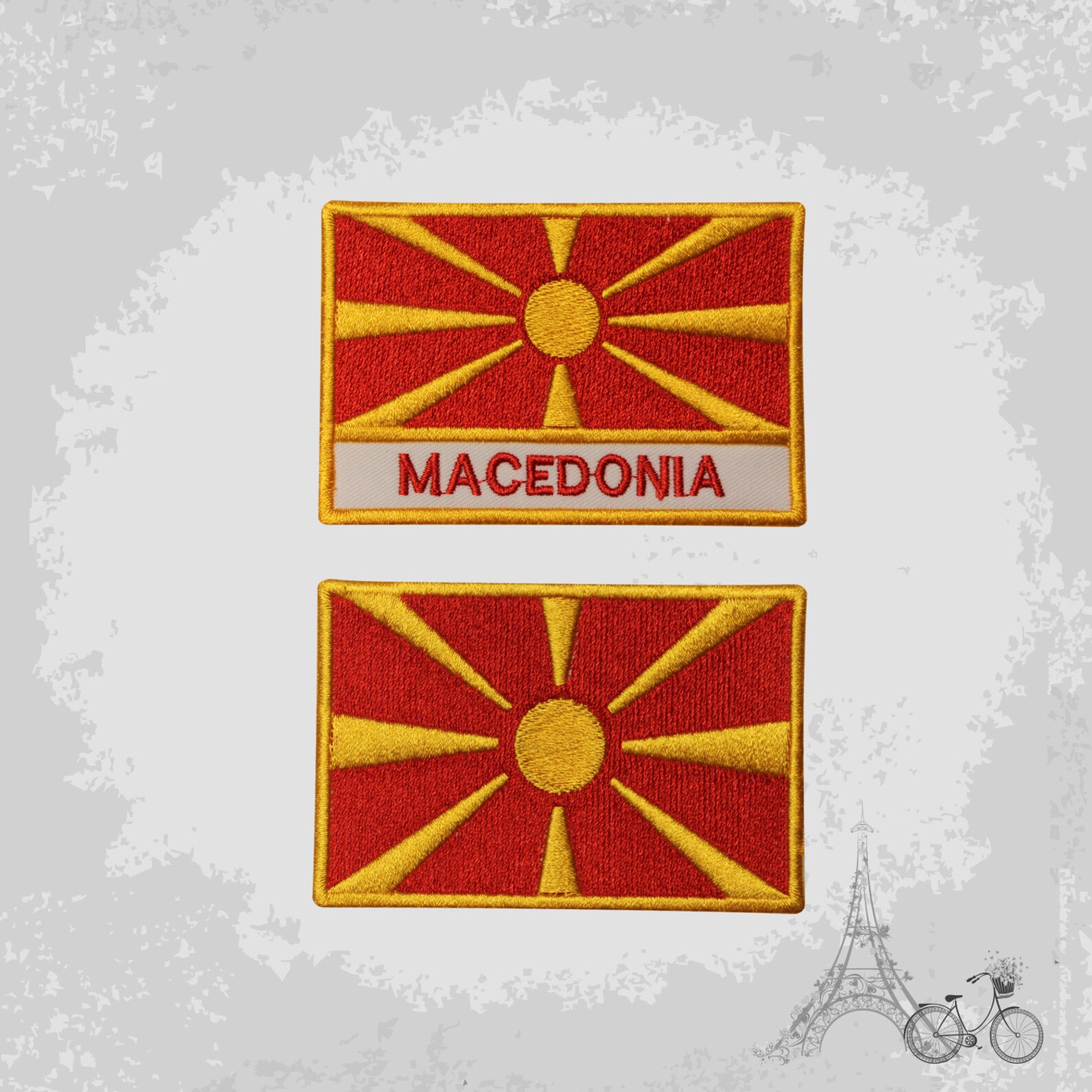 Macedonia National Flag Embroidered Iron on Patch Sew on Badge Applique Country National Flag ...
