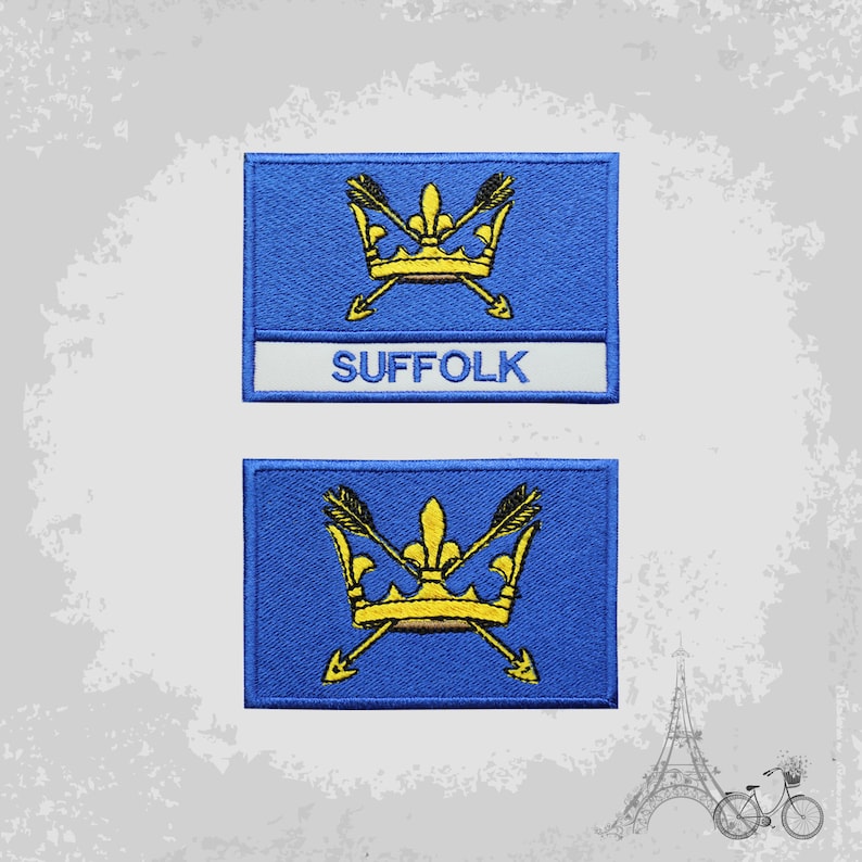 SUFFOLK UK County Flag Embroidered Iron on Patch Sew on Badge Applique ...