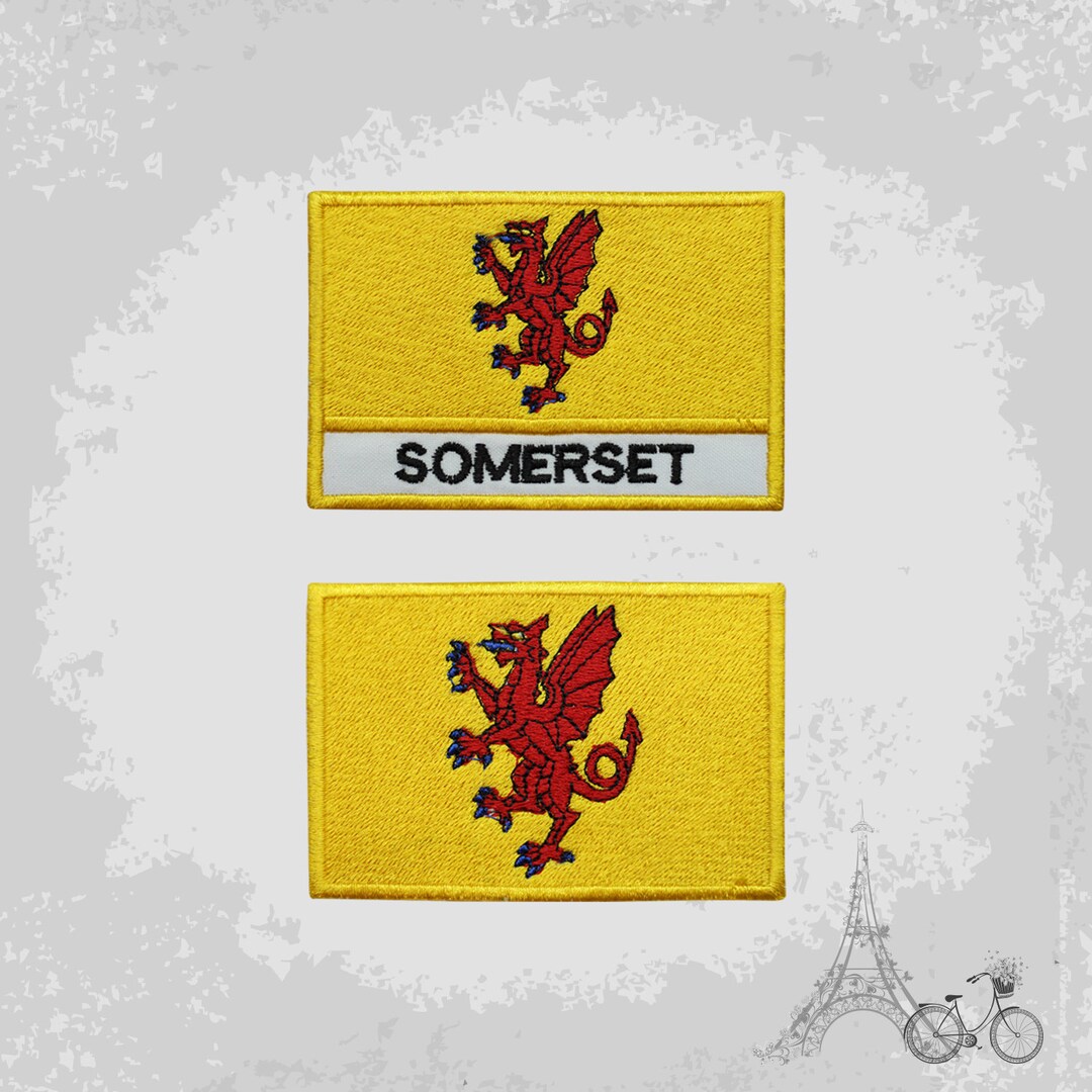 SOMERSET UK County Flag Embroidered Iron on Patch Sew on Badge Applique County Flag for Clothes ...