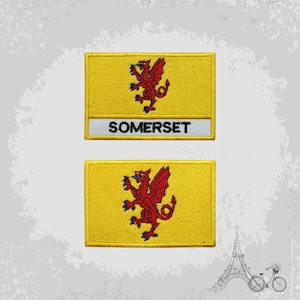 SOMERSET UK County Flag Embroidered Iron on Patch Sew on Badge Applique County Flag for Clothes ...
