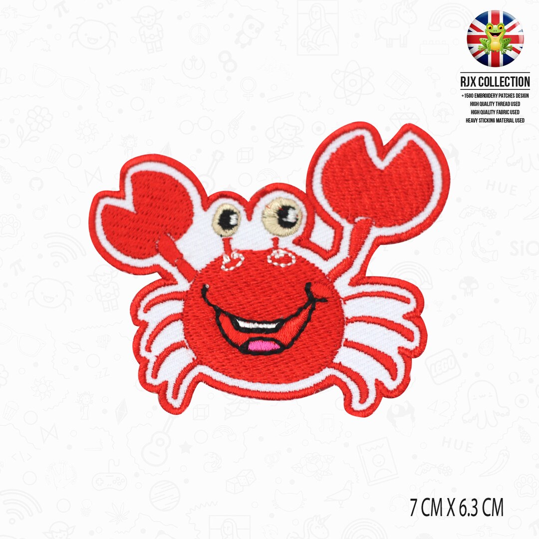 Cute Crab Cartoon Patch Embroidered Iron on Patch Sew on Badge Applique ...