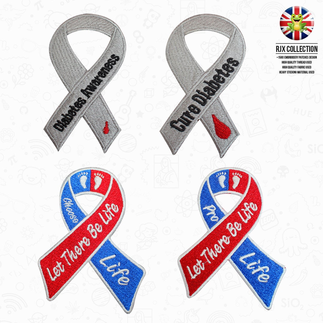 Supports Life Awareness Ribbons Logo Embroidered Iron on Patch Sew on ...