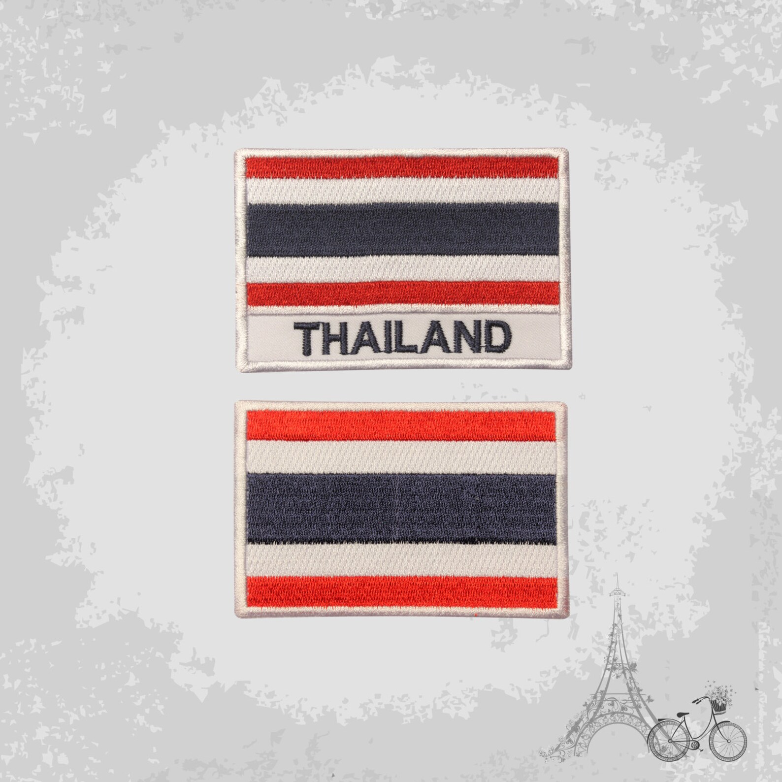 Thailand National Flag Embroidered Iron on Patch Sew on Badge Applique ...