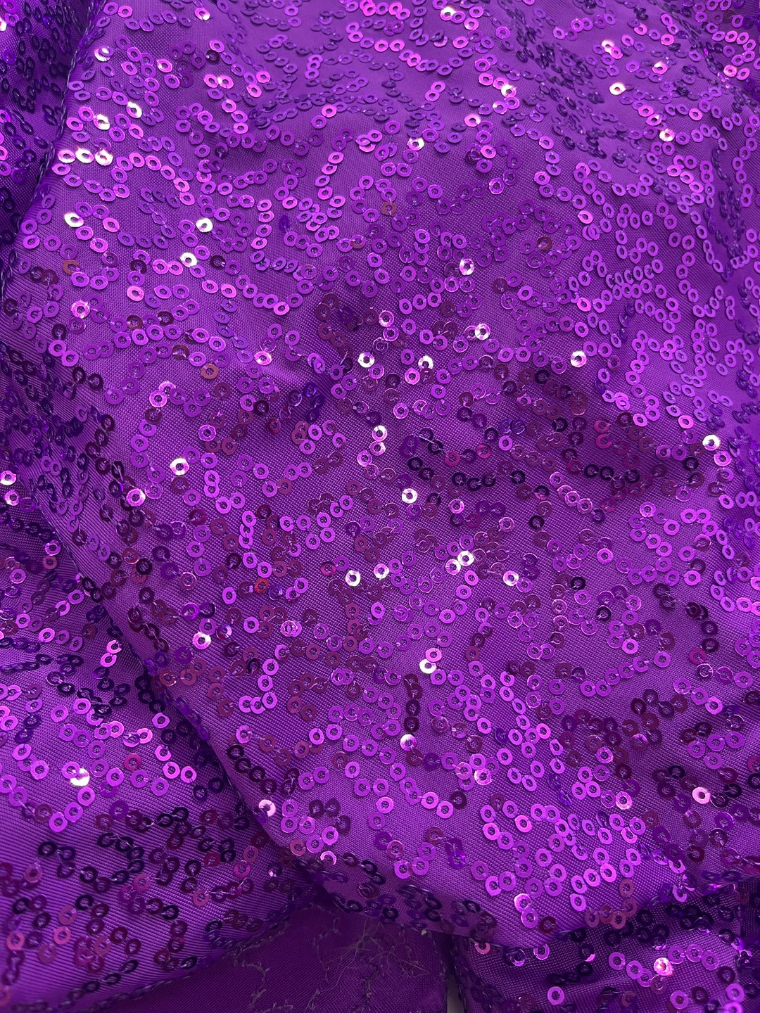 2 Yards 4 Way Stretch 52 Wide " Purple Squiggle Sequins Fabric - Etsy