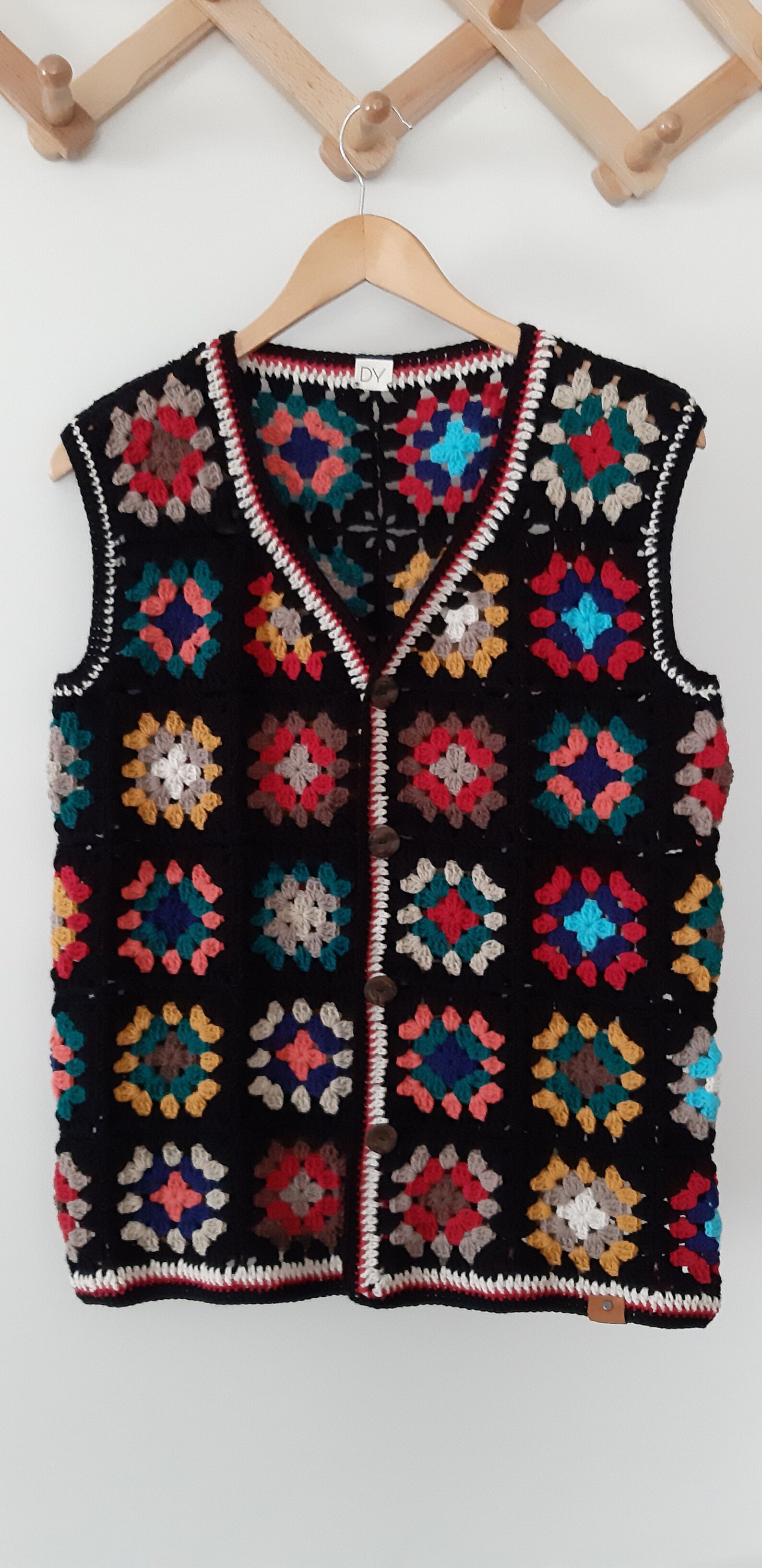 Knitting Granny Square Patchwork Unisex Vest Hand Knit - Etsy