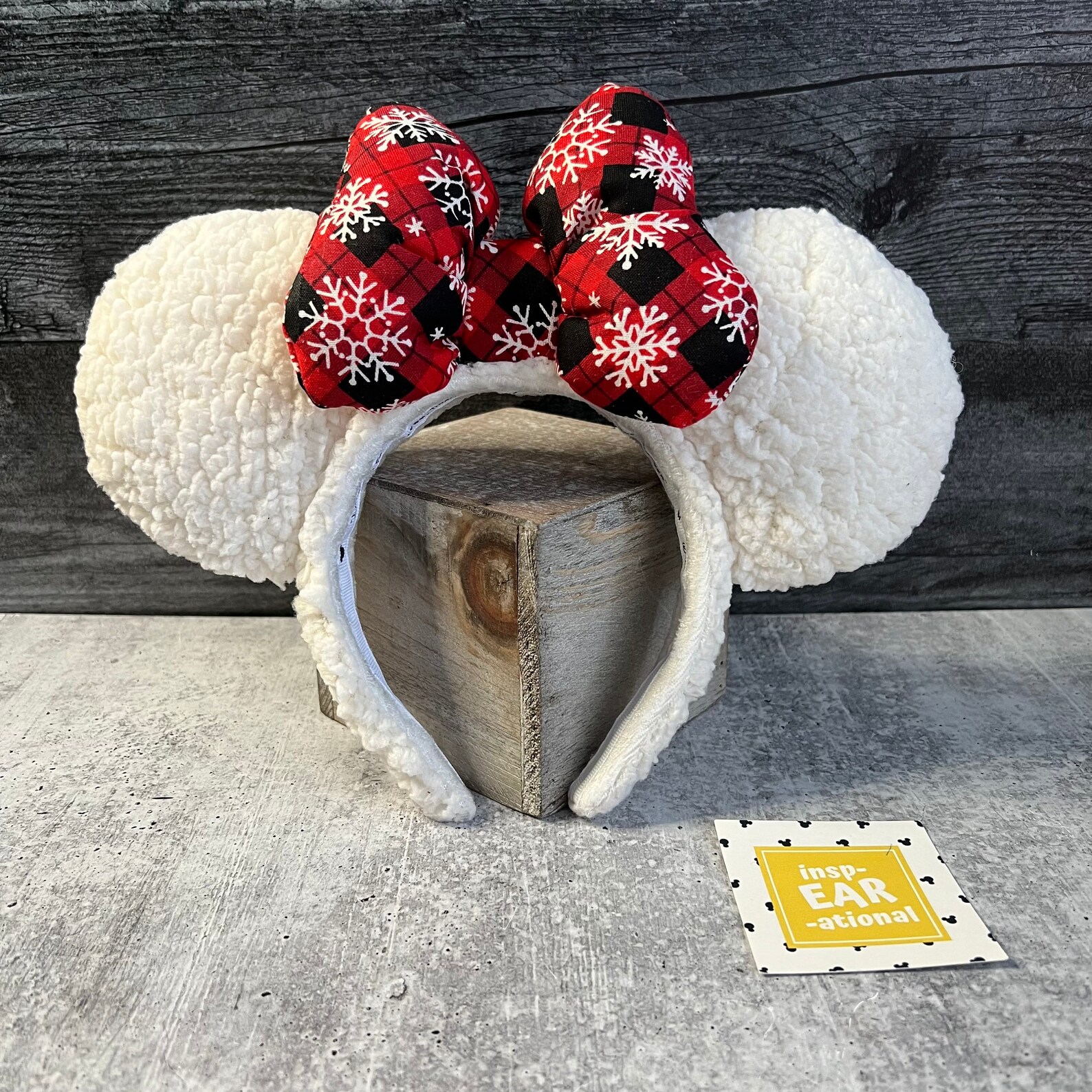Plaid Sherpa Fuzzy Snowflake Christmas Holiday Mouse Ears - Etsy