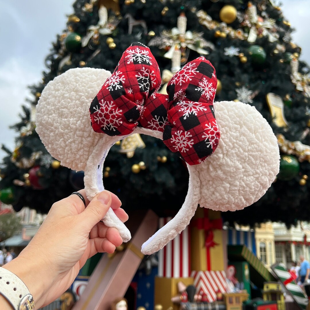 Plaid Sherpa Fuzzy | Snowflake | Christmas Holiday Mouse Ears - Etsy