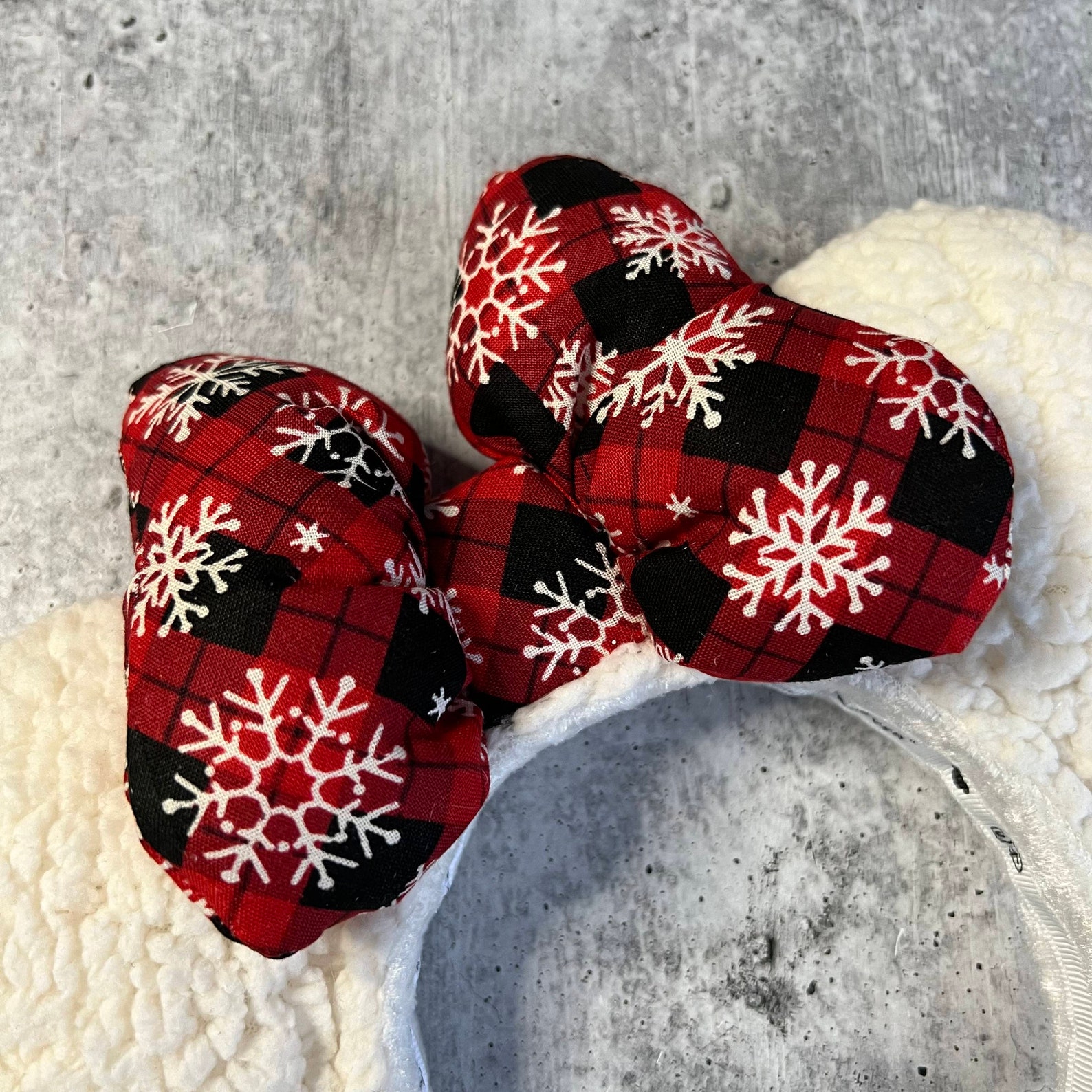 Plaid Sherpa Fuzzy Snowflake Christmas Holiday Mouse Ears - Etsy