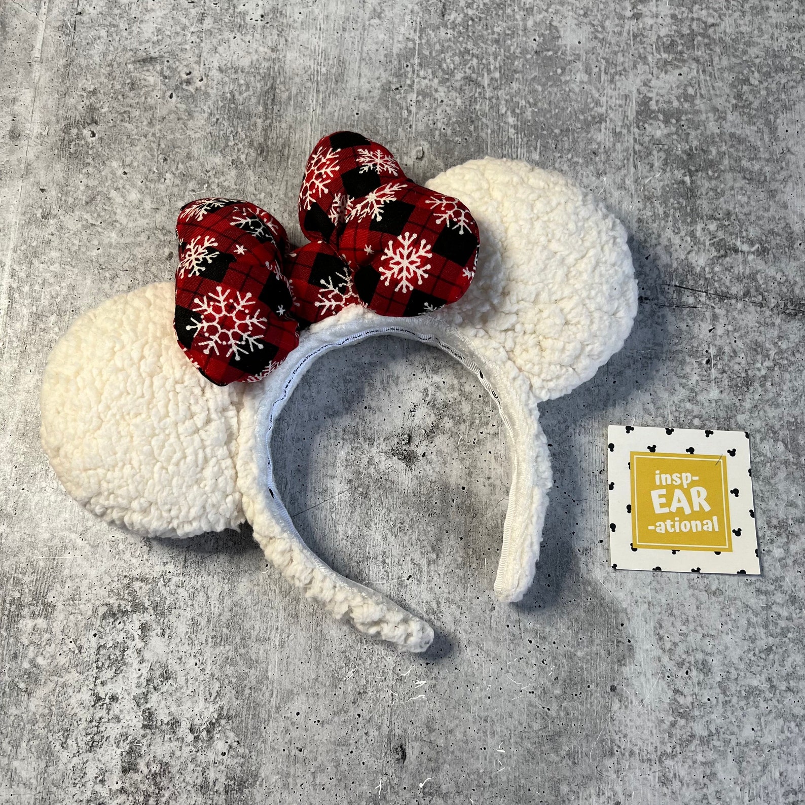 Plaid Sherpa Fuzzy Snowflake Christmas Holiday Mouse Ears - Etsy