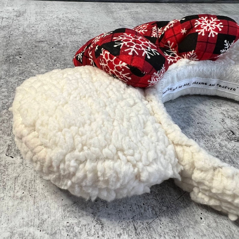 Plaid Sherpa Fuzzy Snowflake Christmas Holiday Mouse Ears - Etsy