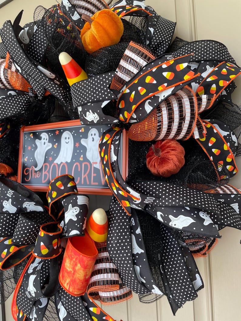 Boo Crew Halloween Wreath, Halloween Wreath, Halloween Decor, Ghost ...