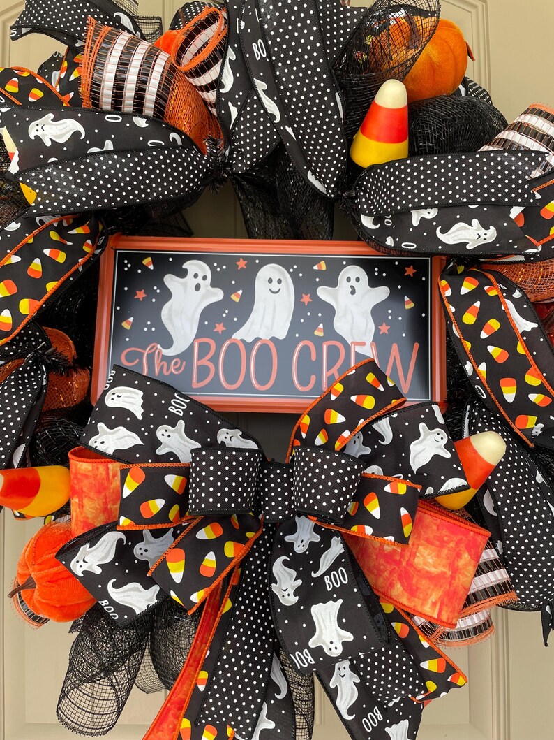 Boo Crew Halloween Wreath, Halloween Wreath, Halloween Decor, Ghost ...