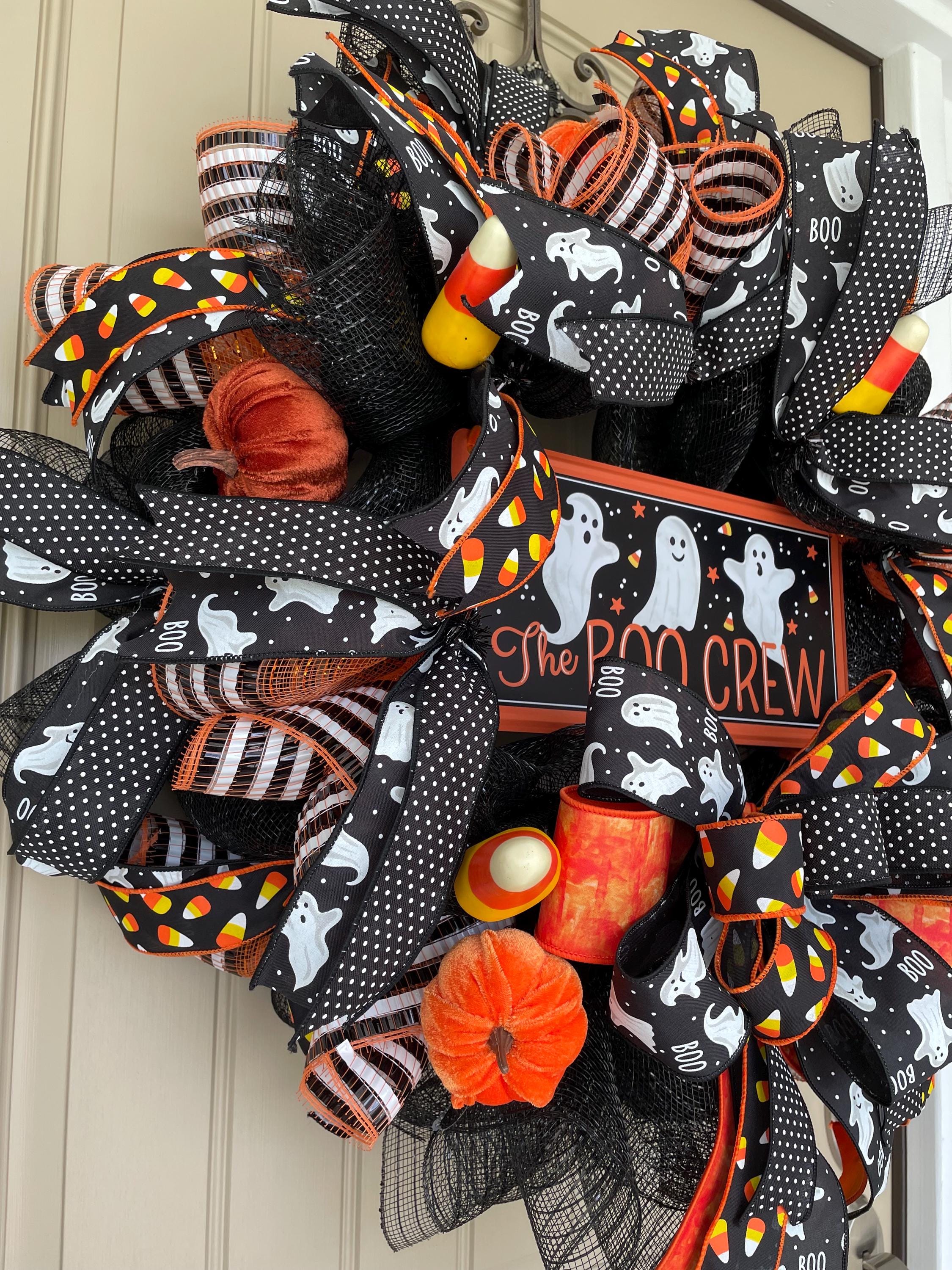 Boo Crew Halloween Wreath, Halloween Wreath, Halloween Decor, Ghost ...