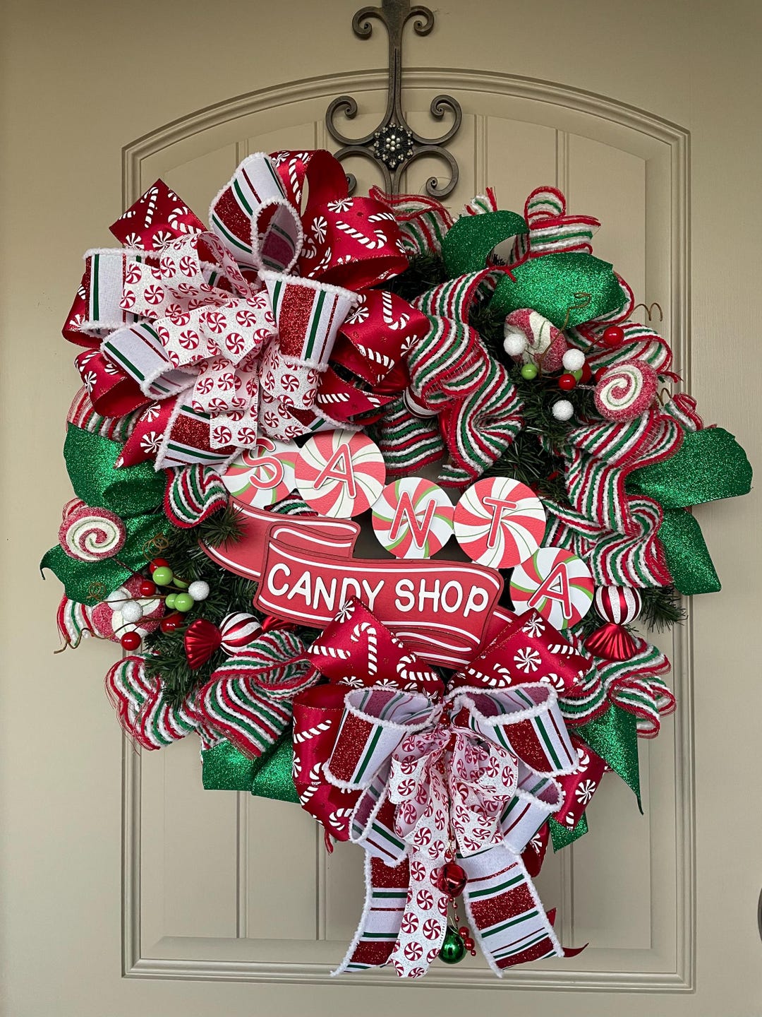 Santa's Candy Shop and Christmas Wreath, Santa Holiday Wreath - Etsy