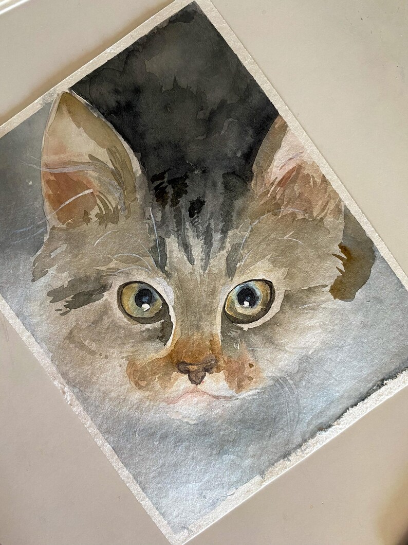 Custom Pet Portrait Watercolor, Hand-painted Pet Memorial - Etsy