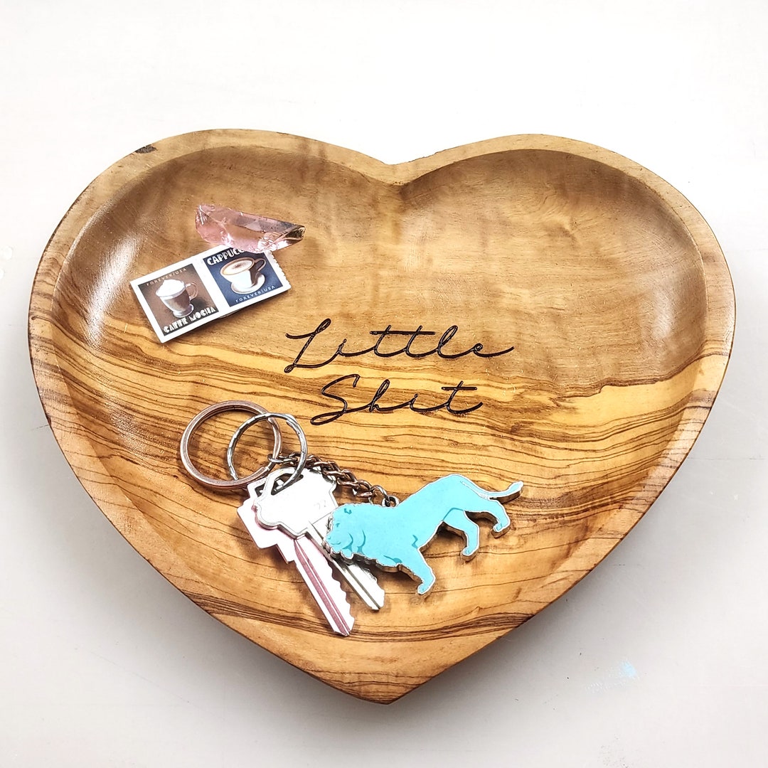 Custom Engraved Heart Shaped Tray - Little Shit Catch All Tray - Etsy