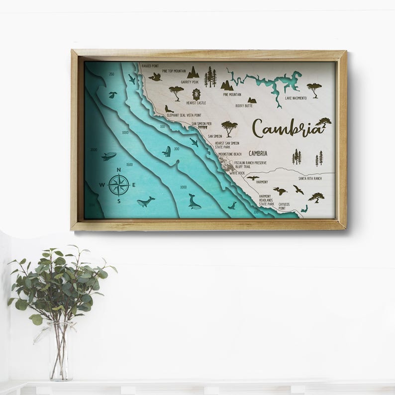 Cambria Topographic Layered Wooden Map by Bright on Birch - Etsy