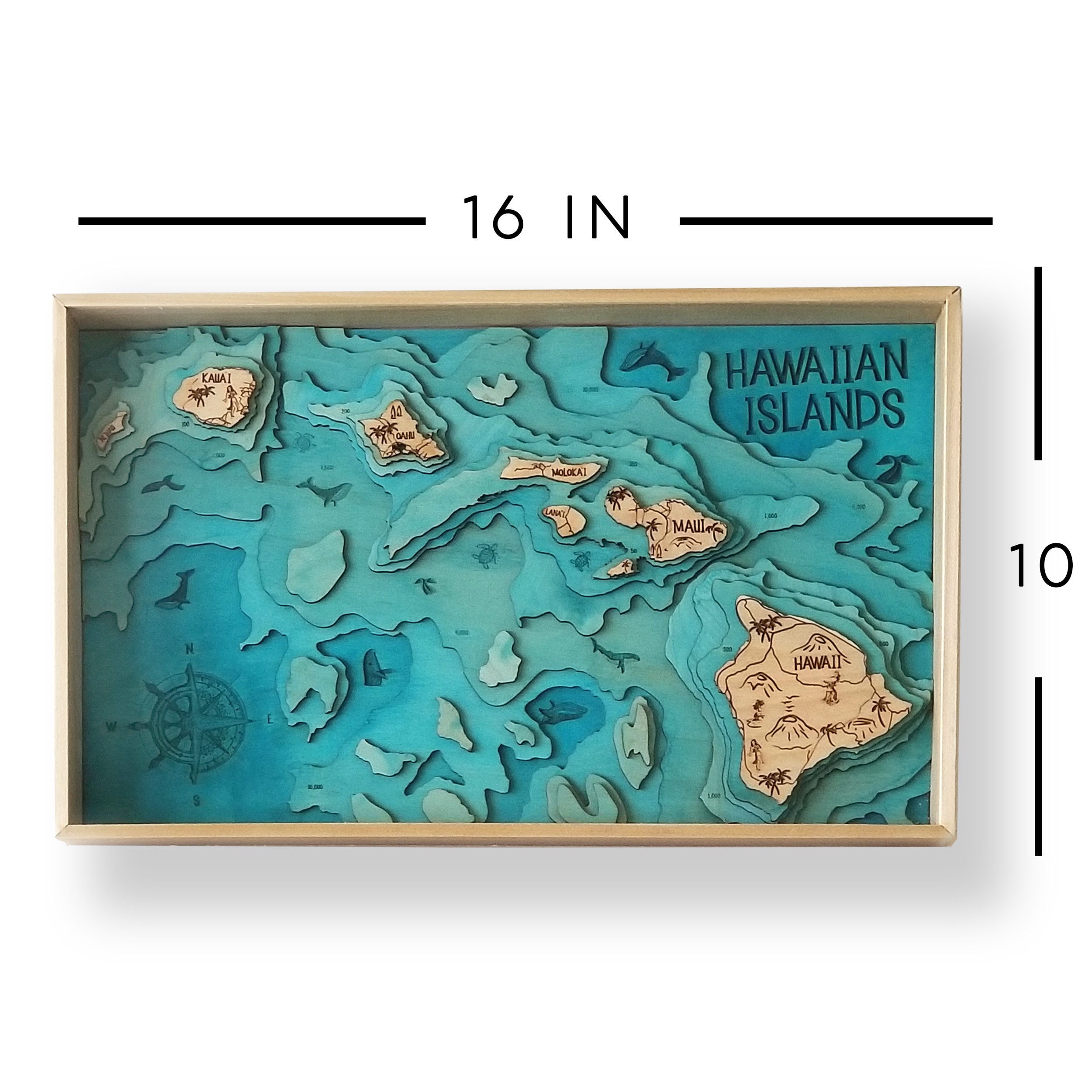 Hawaiian Islands Topographic Layered Wooden Map by Bright on | Etsy