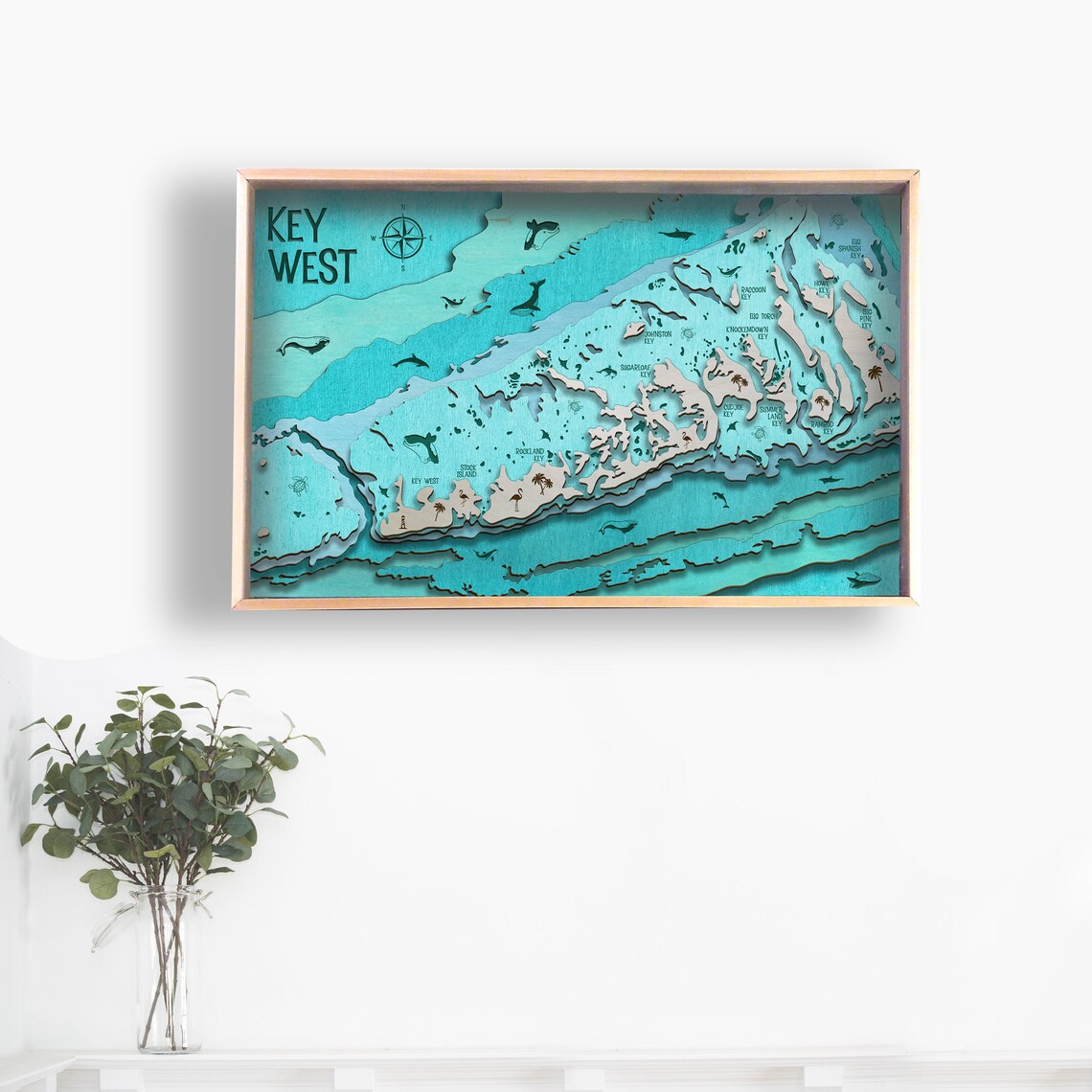 Key West Topographic Layered Wooden Map by Bright on Birch - Etsy