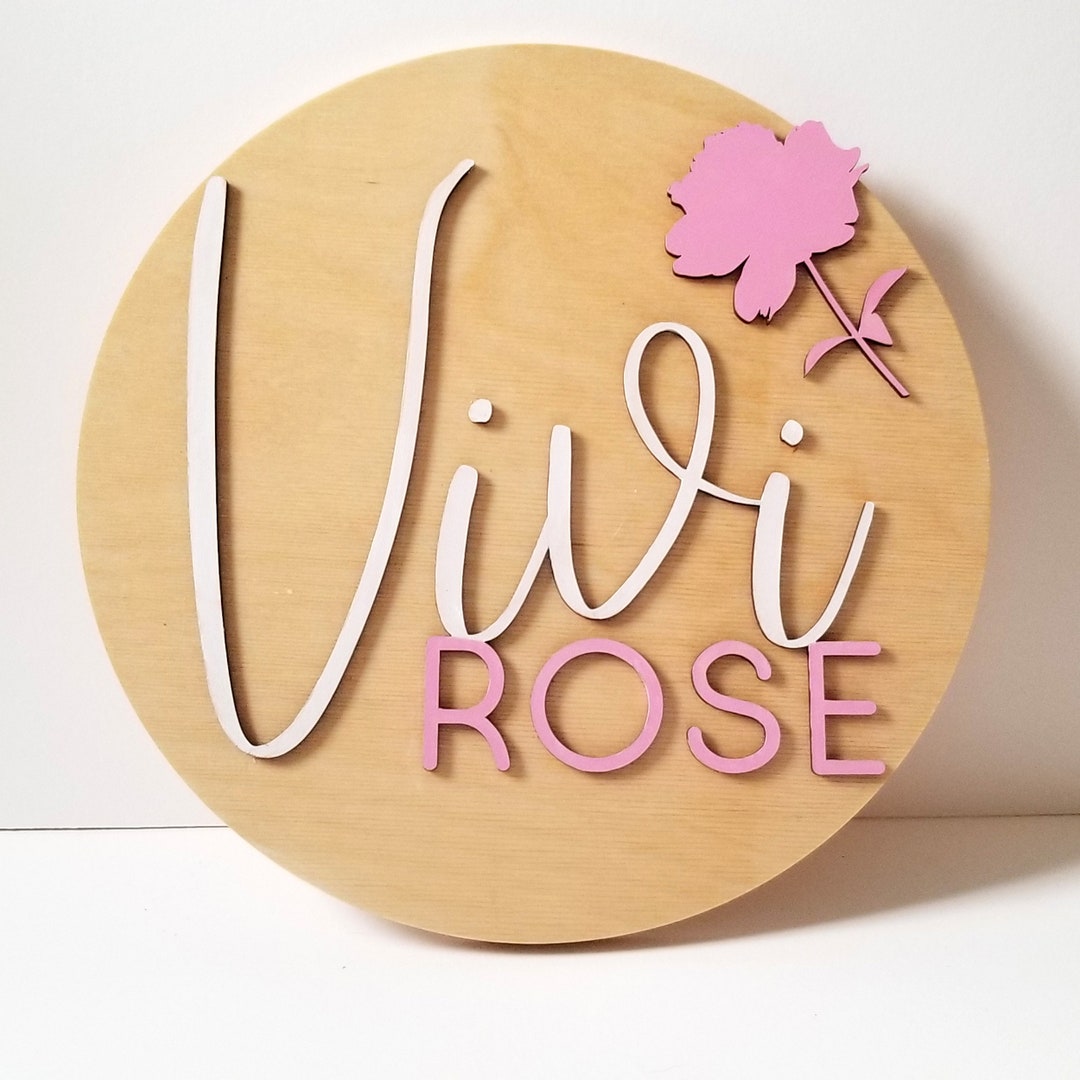 Custom Name Circle Sign by Bright on Birch, Round Wood Name Sign ...