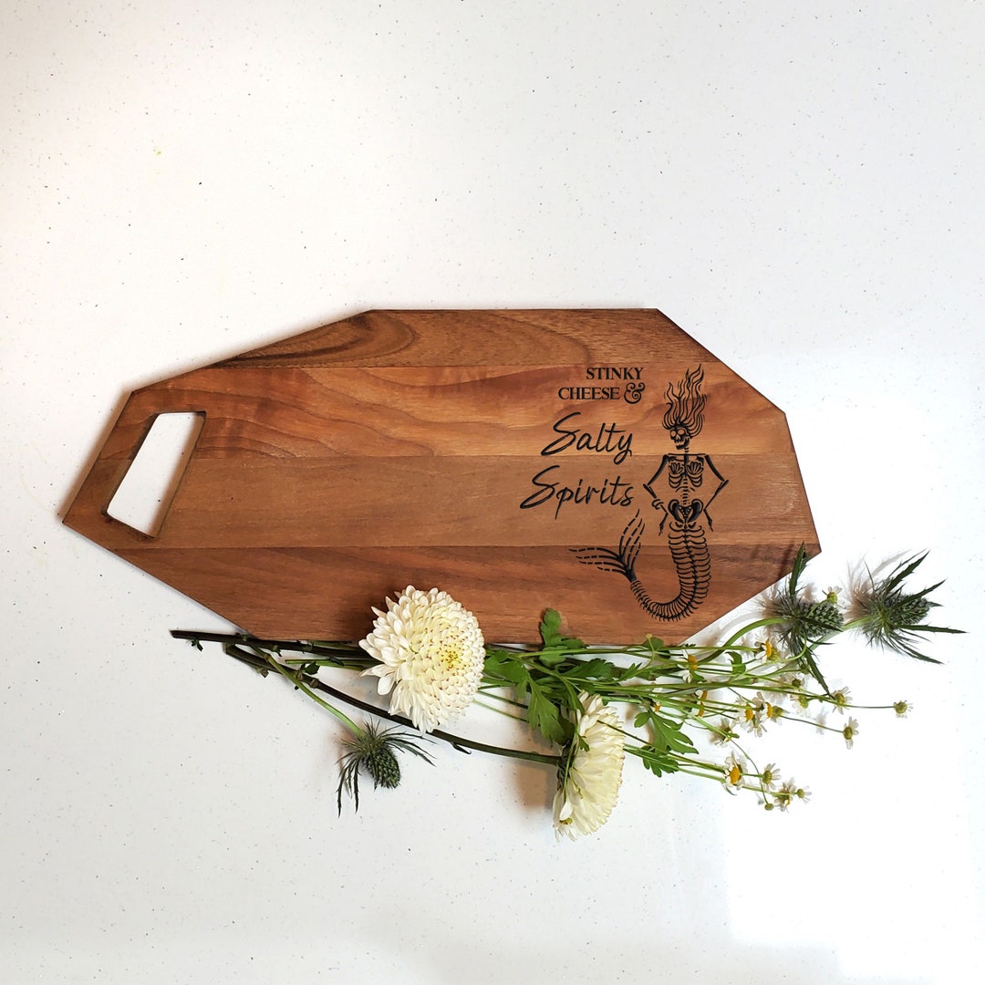 Skeleton Mermaid Charcuterie Board: Custom Engraved Cheese Board - Etsy