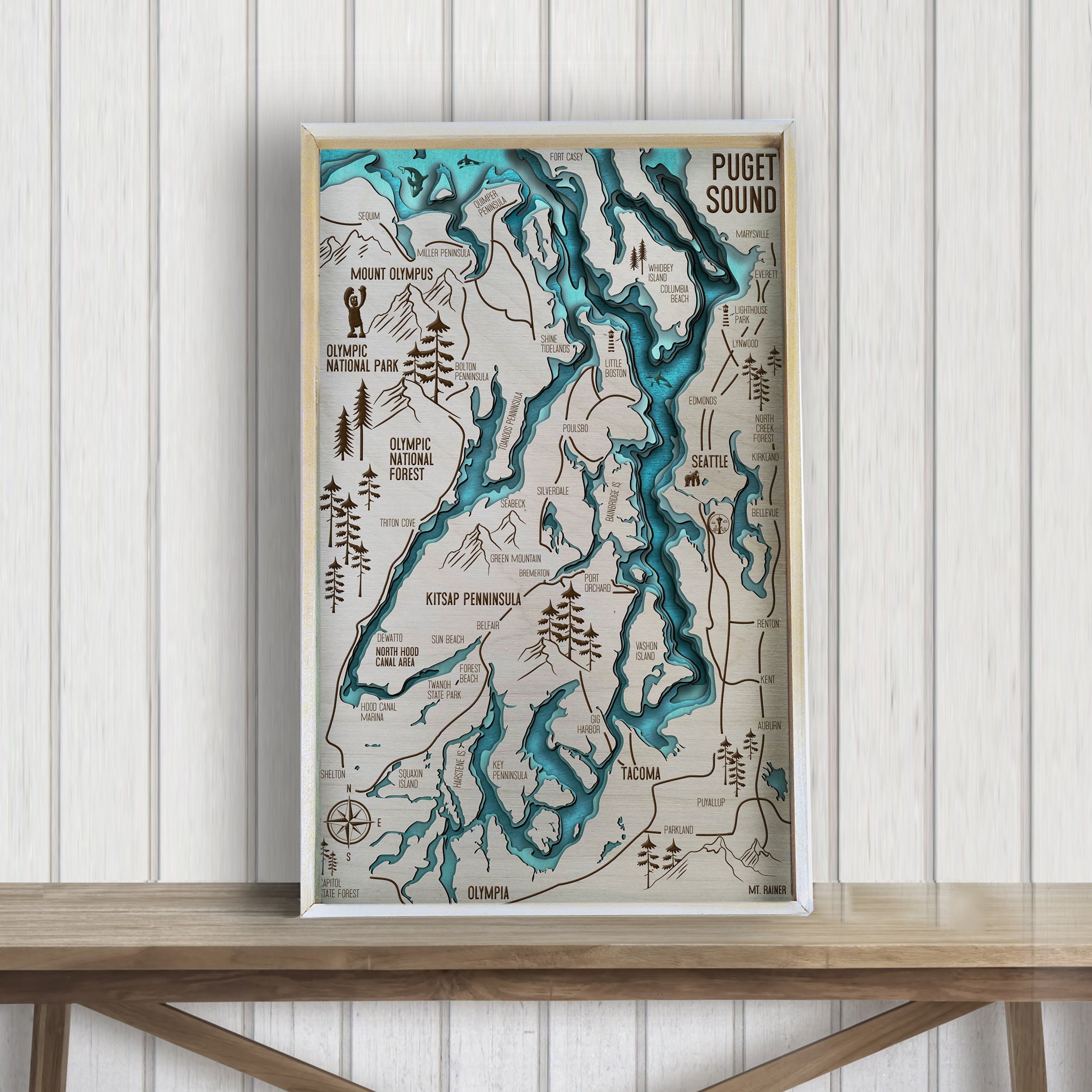 Puget Sound Topographic Layered Wooden Map by Bright on Birch | Etsy
